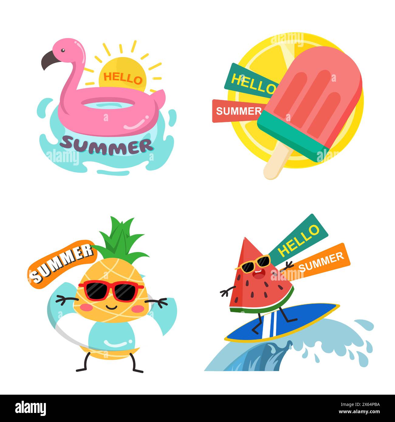Summer set of sale and gift tags, funny summer calligraphy with funny ...