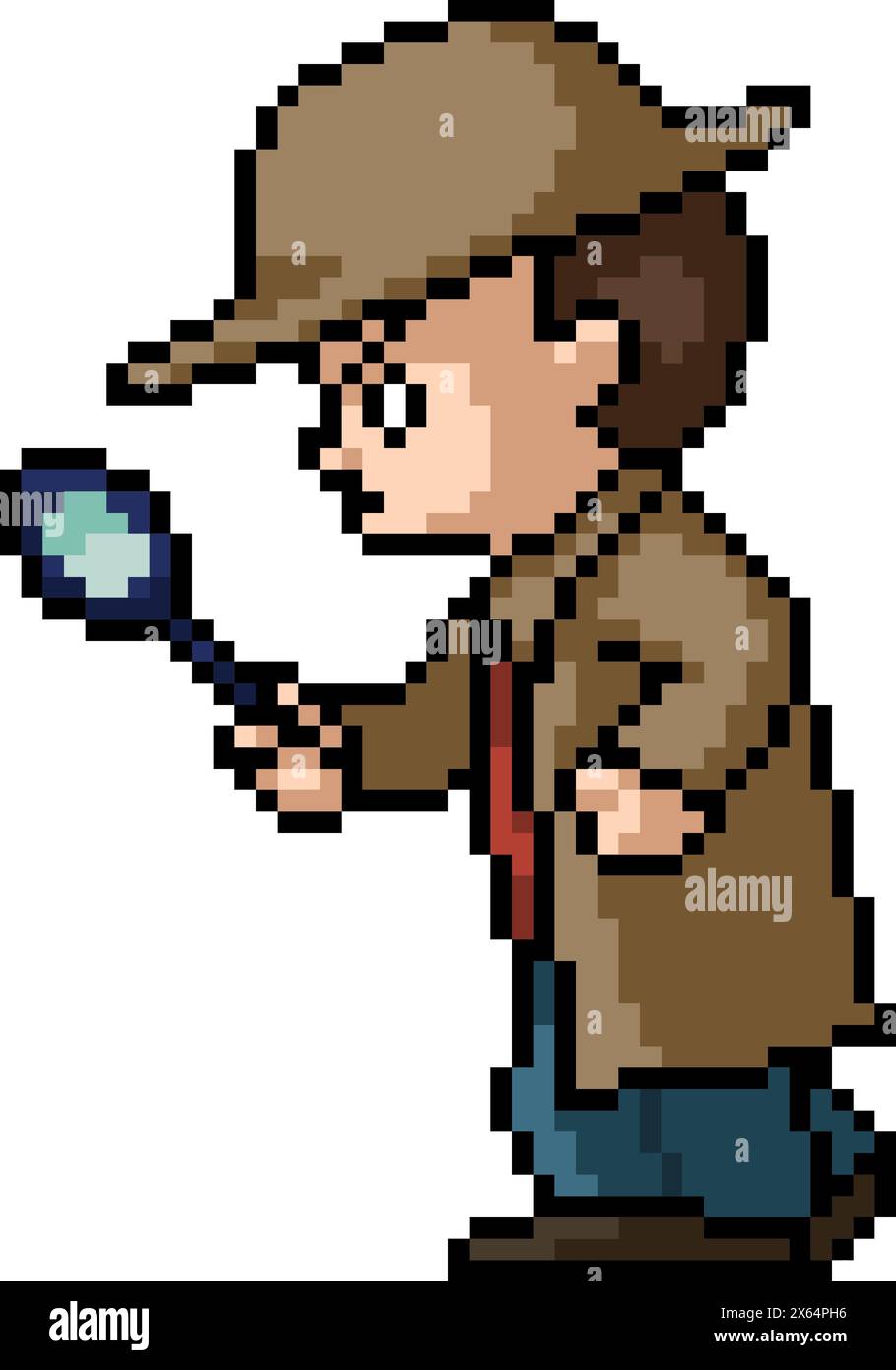 pixel art of young boy detective isolated background Stock Vector Image ...