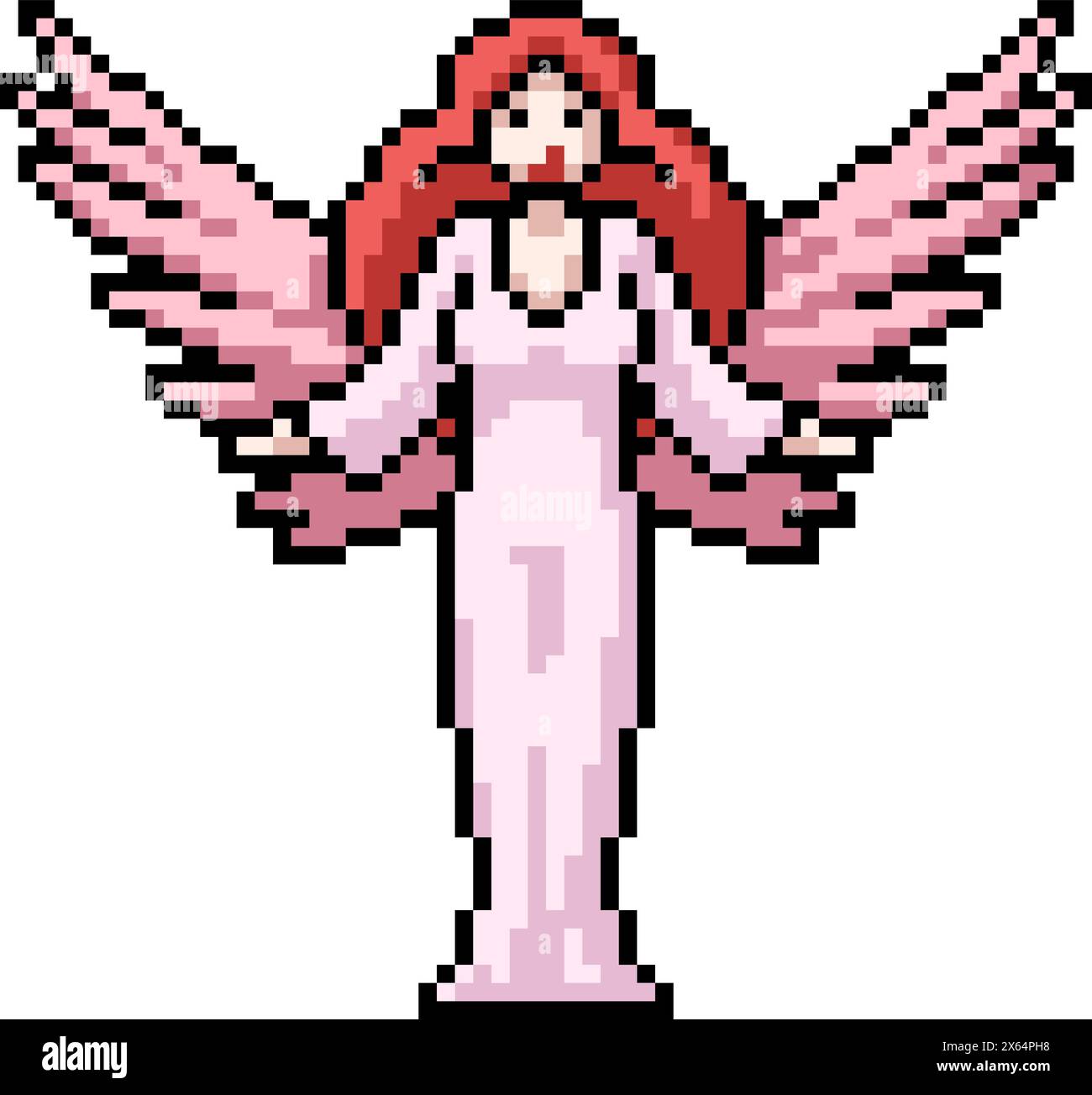 pixel art of pink angel goddess isolated background Stock Vector Image ...