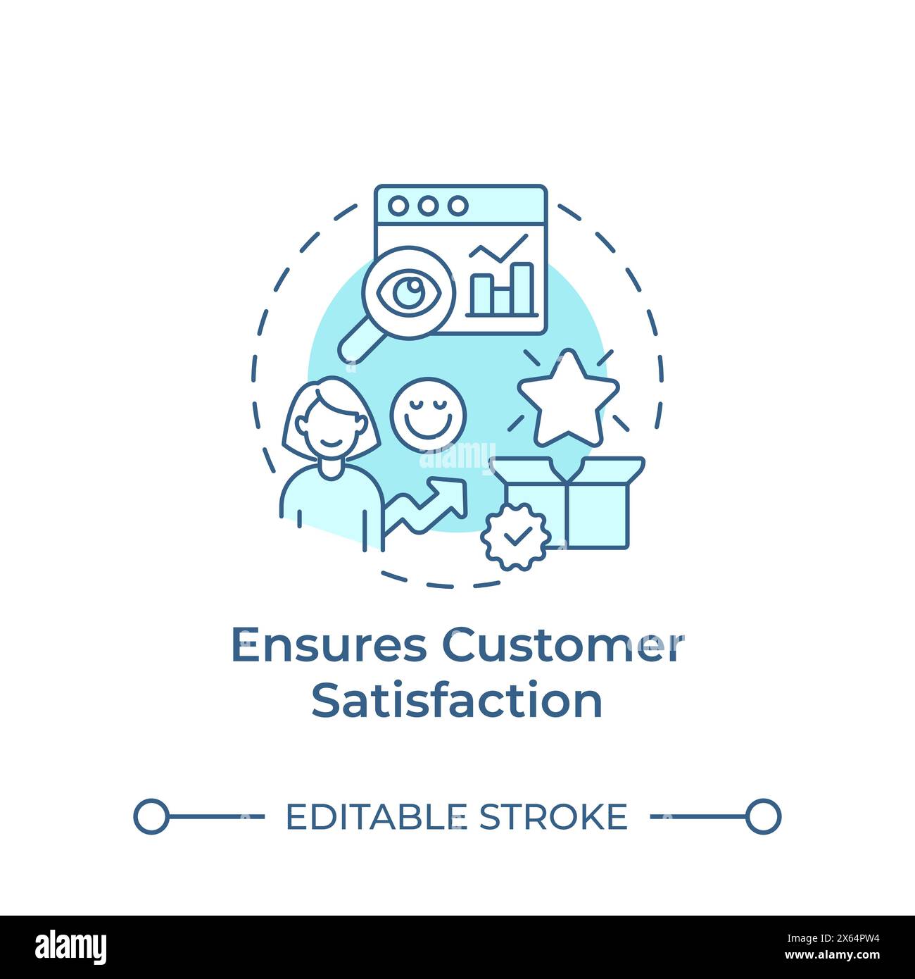 Ensures customer satisfaction soft blue concept icon Stock Vector Image ...
