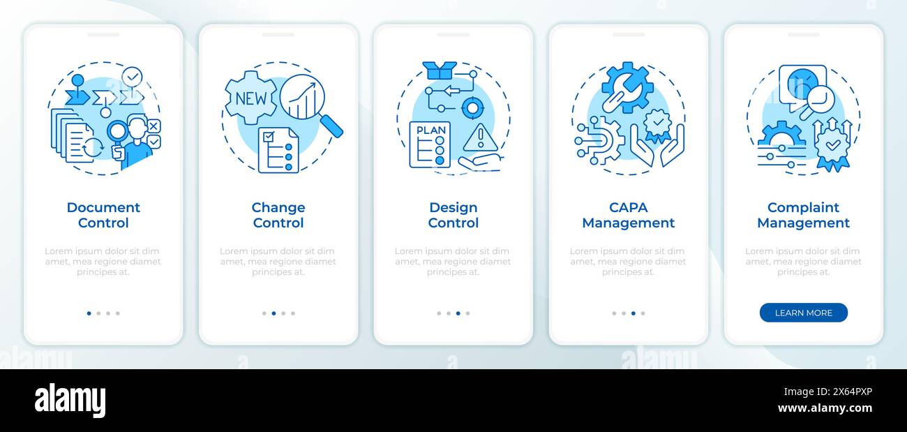 Qms Organization Blue Onboarding Mobile App Screen Stock Vector Image