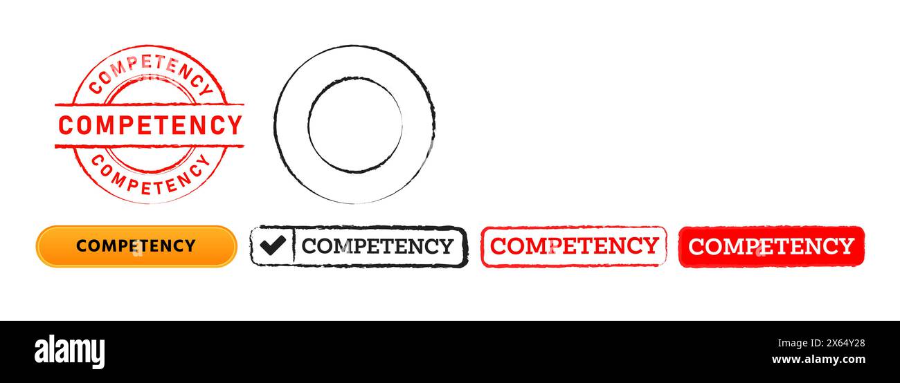 competency rectangle and circle rubber stamp label sticker sign for ...