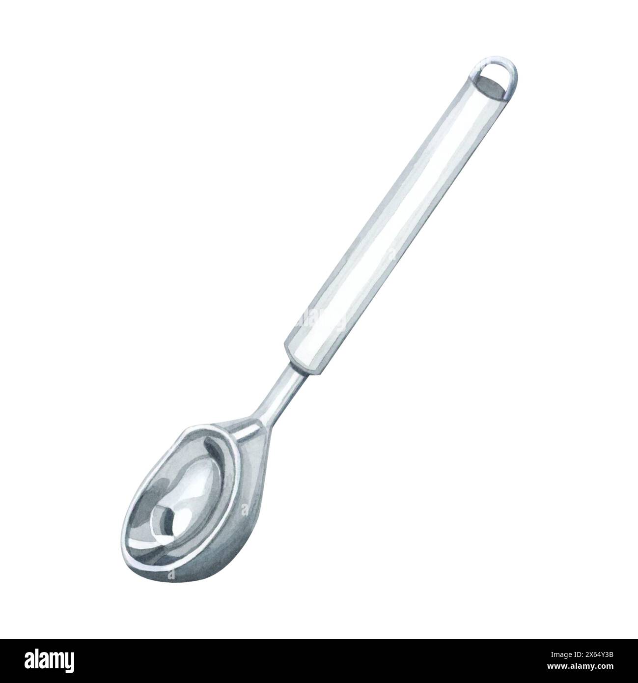 Ice cream scoop spoon made of stainless steel metal isolated on white ...