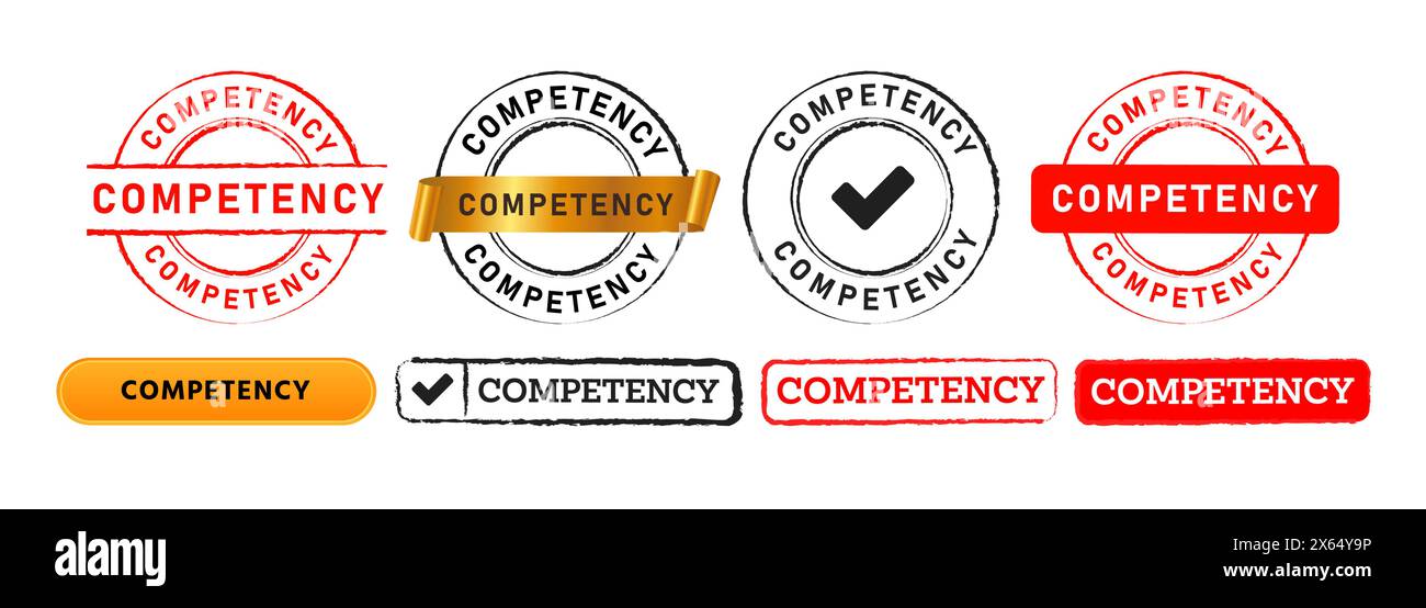 competency rectangle and circle rubber stamp label sticker sign for ...