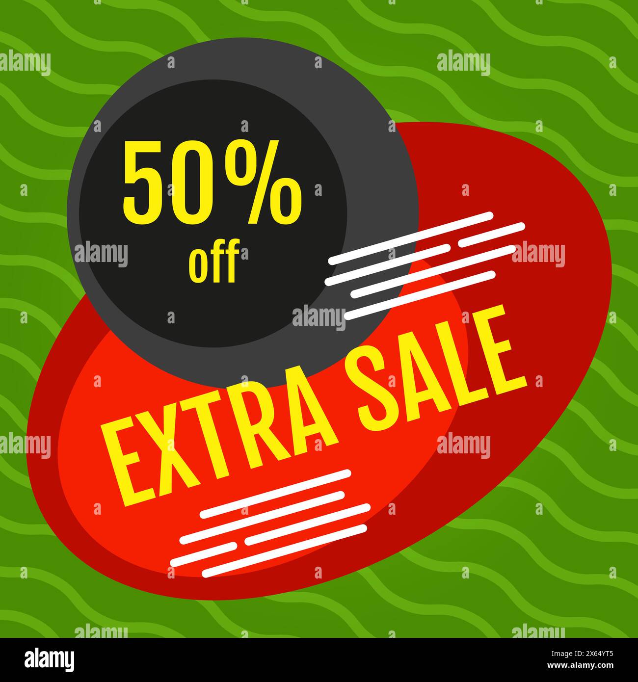Extra sale red and black banner on green background. Vector background ...