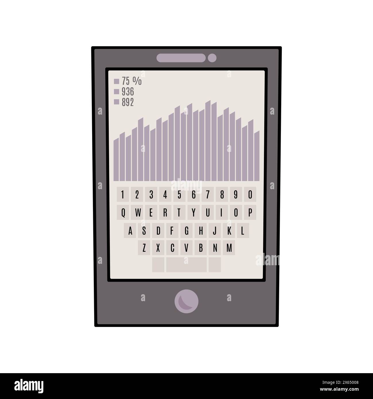 Mobile phone with keyboard and chart. Vector illustration Stock Vector ...