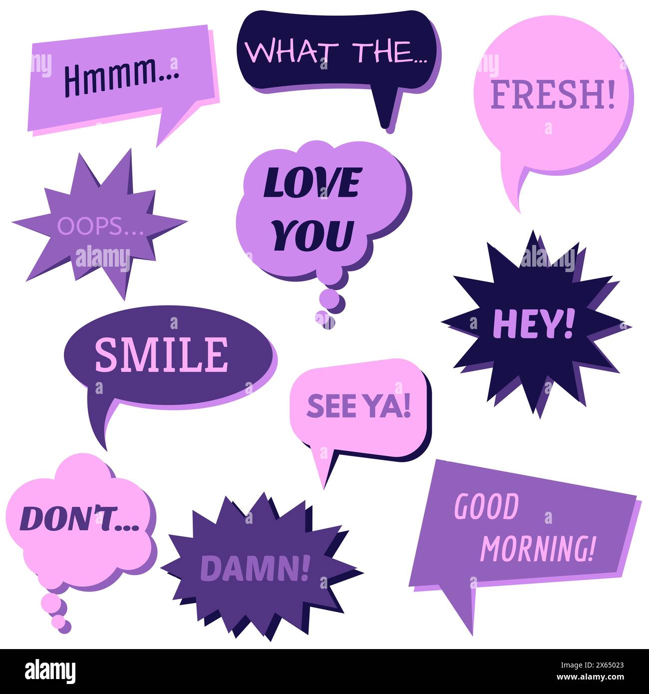 Set of speech bubbles on a white background with different inscriptions ...