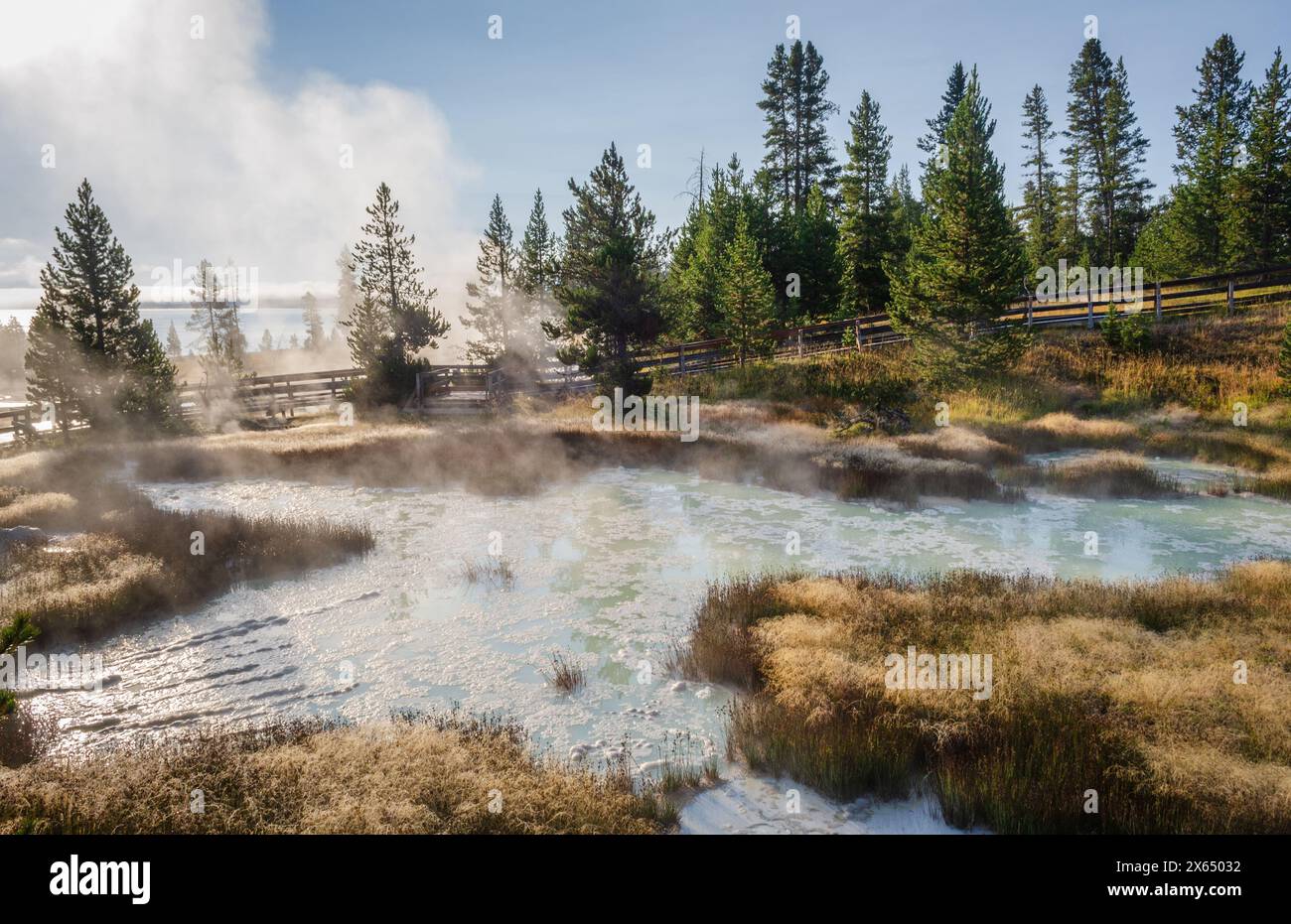 Upper Geyser Basin and Morning Glory Pool at Yellowstone National Park ...