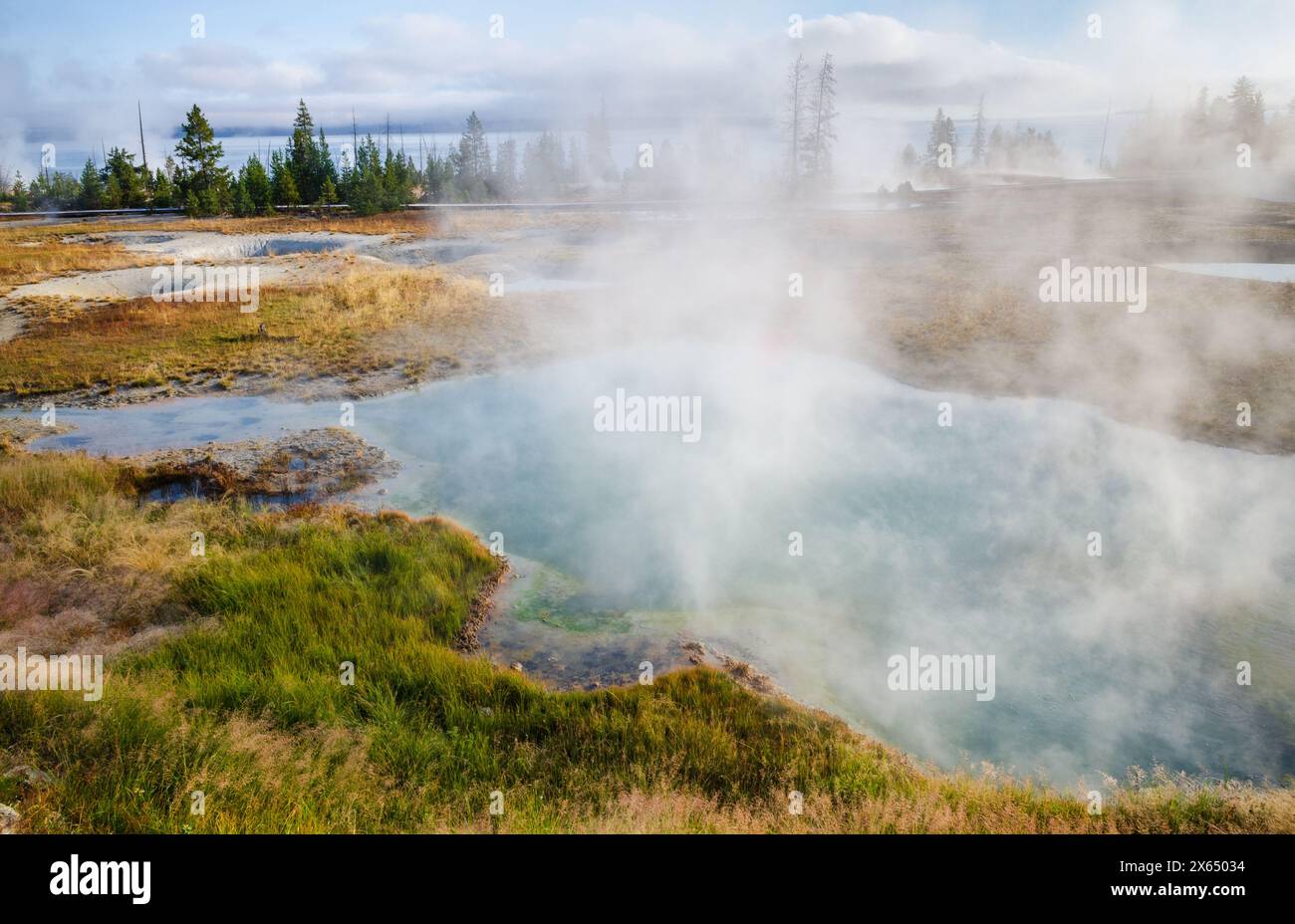 Upper Geyser Basin and Morning Glory Pool at Yellowstone National Park ...
