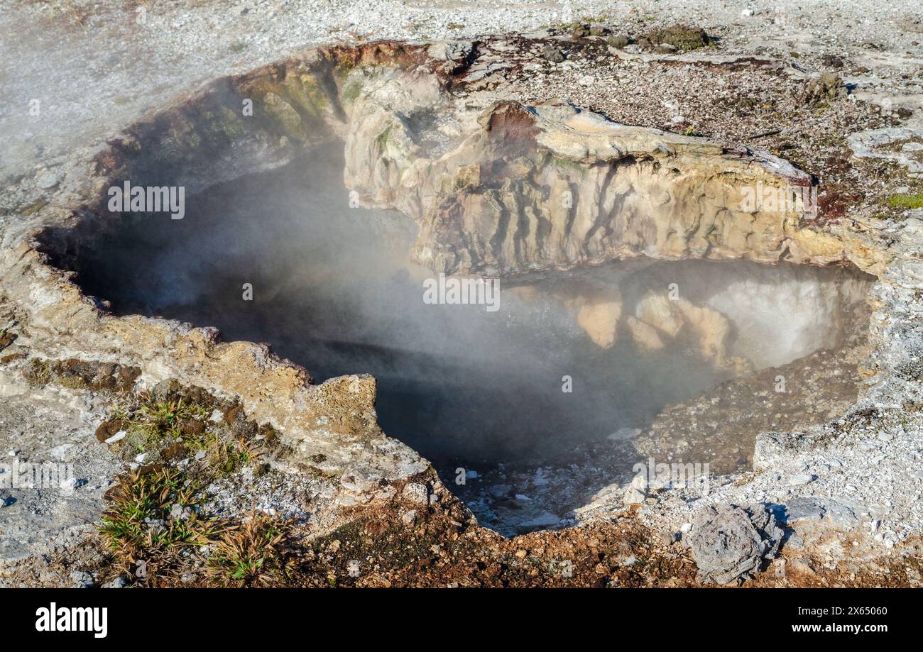Upper Geyser Basin and Morning Glory Pool at Yellowstone National Park ...