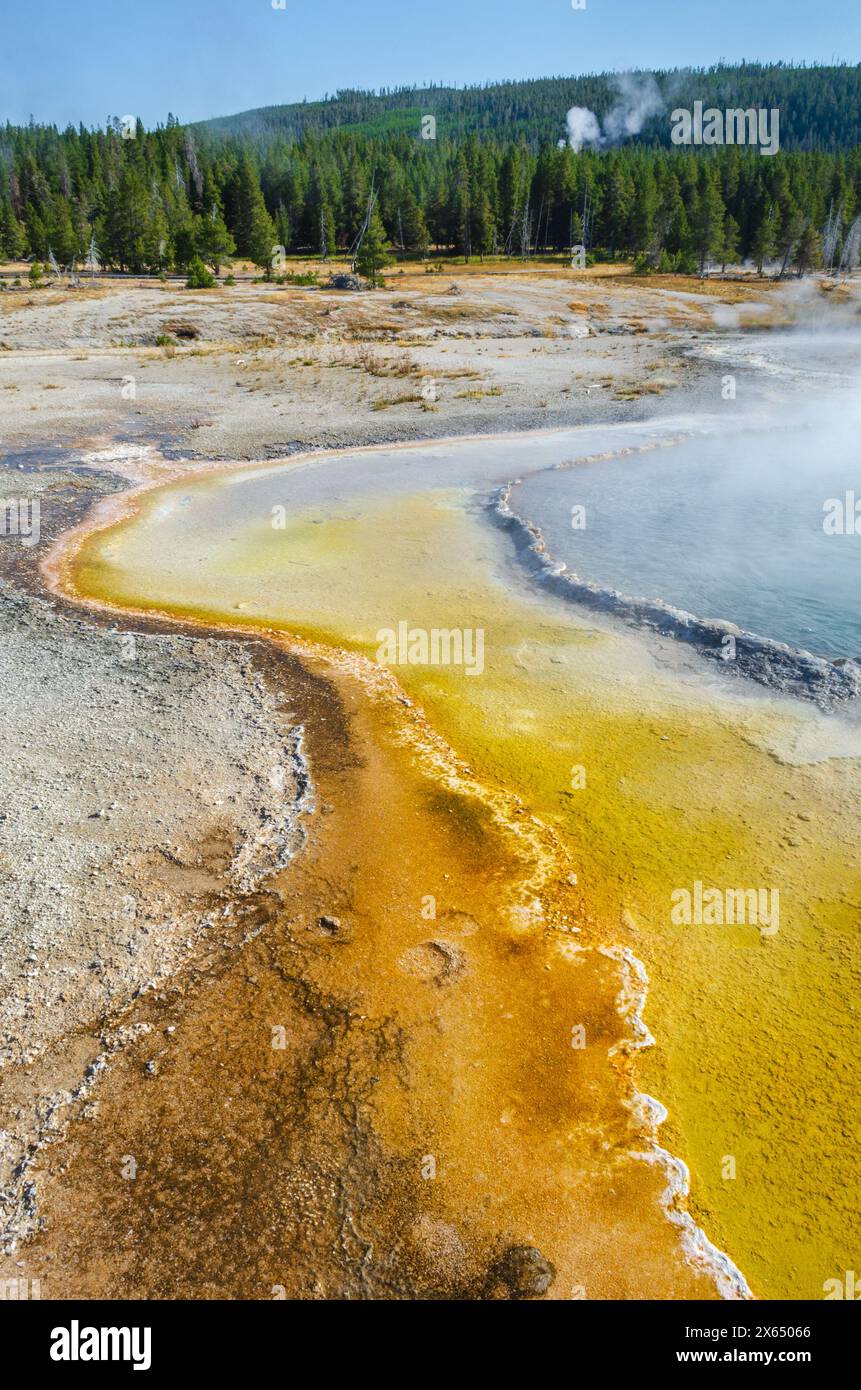 Upper Geyser Basin and Morning Glory Pool at Yellowstone National Park ...