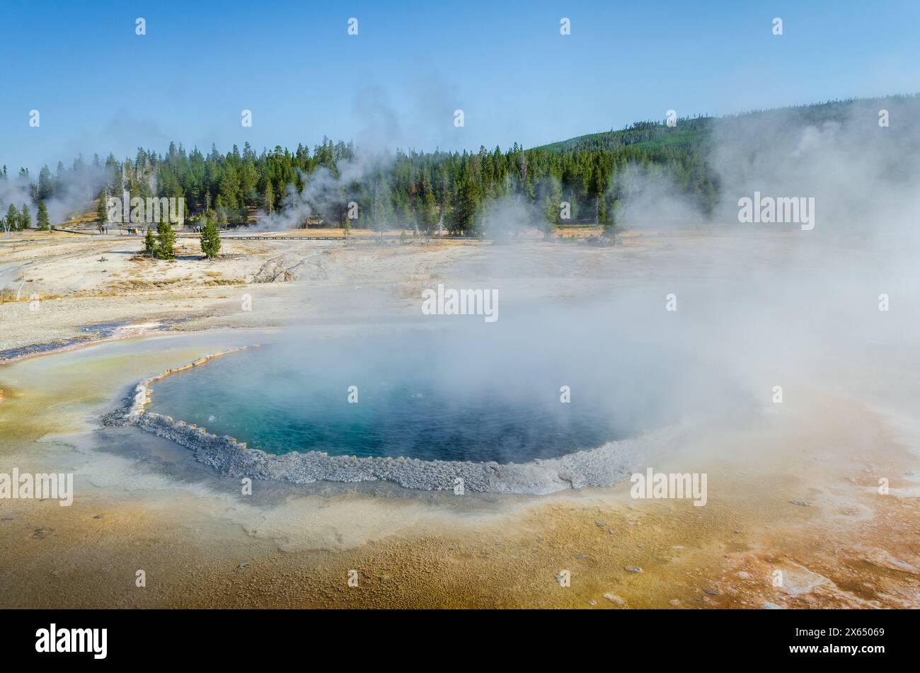 Upper Geyser Basin and Morning Glory Pool at Yellowstone National Park ...