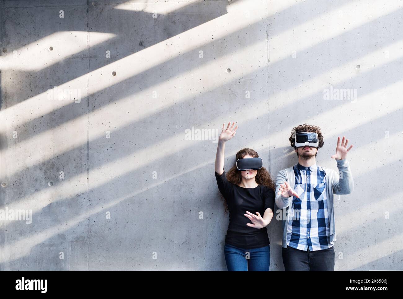 Young university students with VR headset. Virutal reality in academic ...