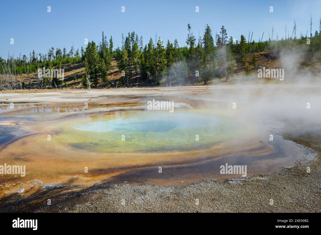 Upper Geyser Basin and Morning Glory Pool at Yellowstone National Park ...