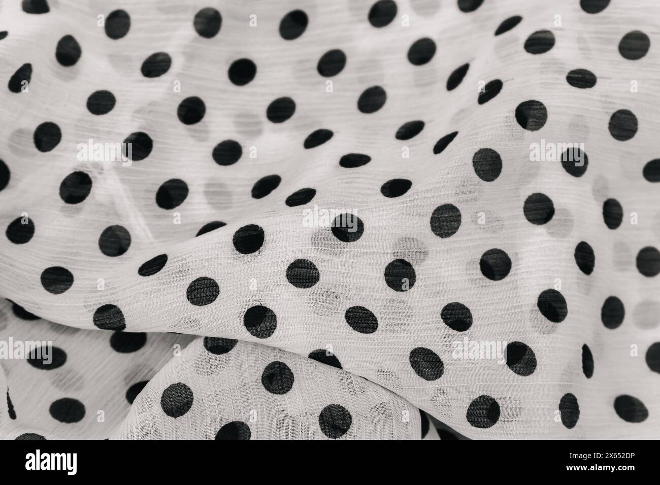 Polka dot fabric background, monochrome. Dotted textile pattern, black ...