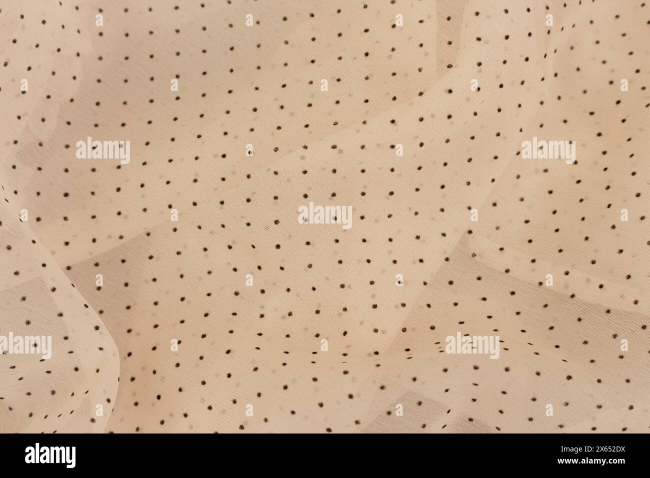 Polka dot fabric background. Beige dotted textile pattern. Chiffon ...