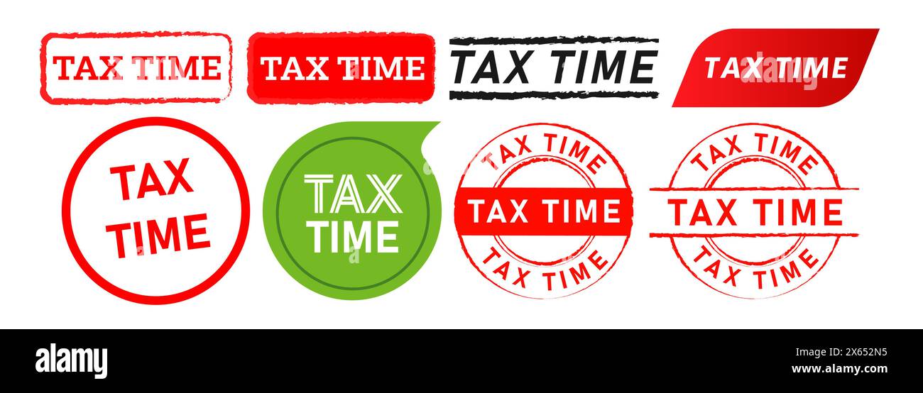 tax time rectangle and circle rubber stamp label sticker sign for ...
