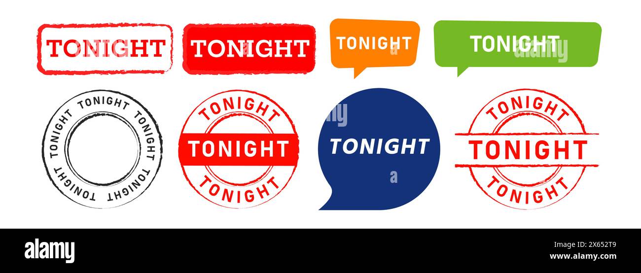 tonight rubber stamp and speech bubble label sticker sign night time ...