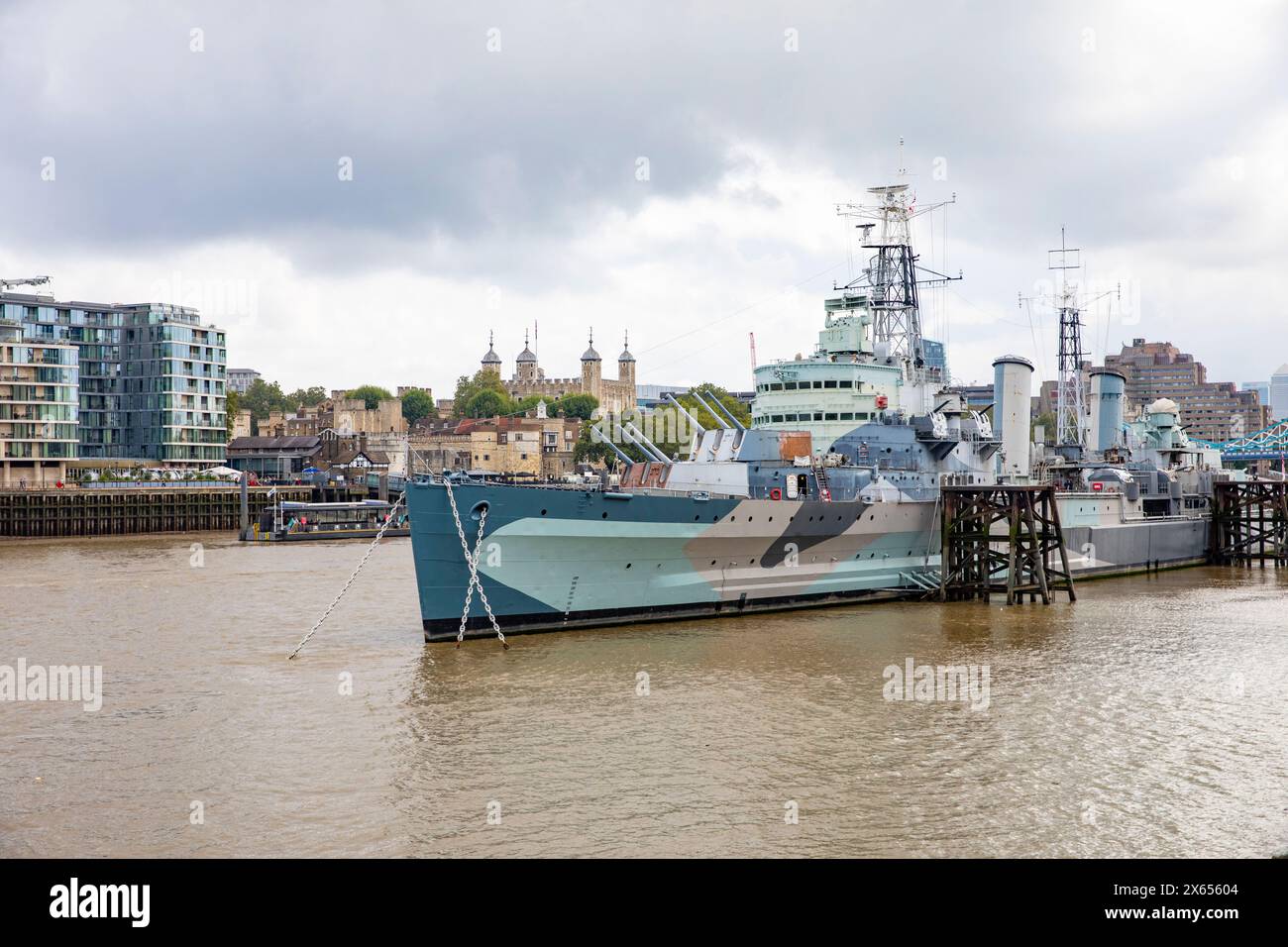 HMS Belfast museum ship and tourist attraction is permanently moored on ...