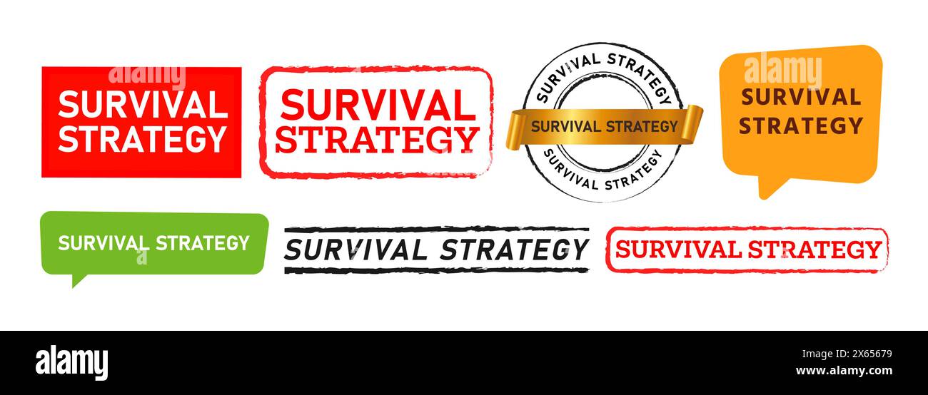 survival strategy circle stamp and speech bubble label sticker for ...