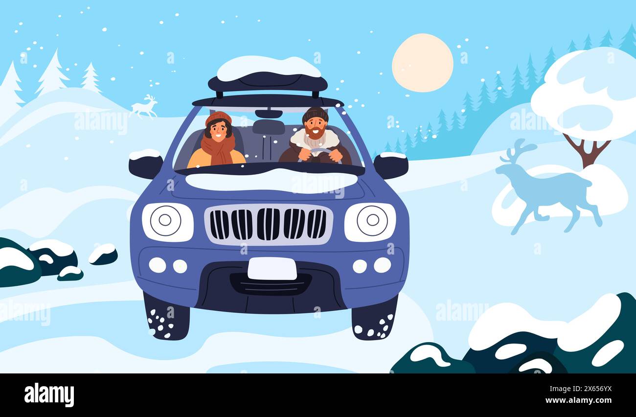 Roadway covered in snow Stock Vector Images - Alamy