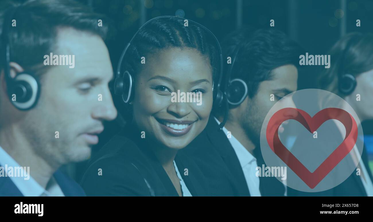 Animation heart over diverse female hi-res stock photography and images ...