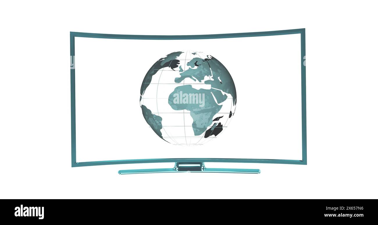 Computer globe on screen Cut Out Stock Images & Pictures - Alamy