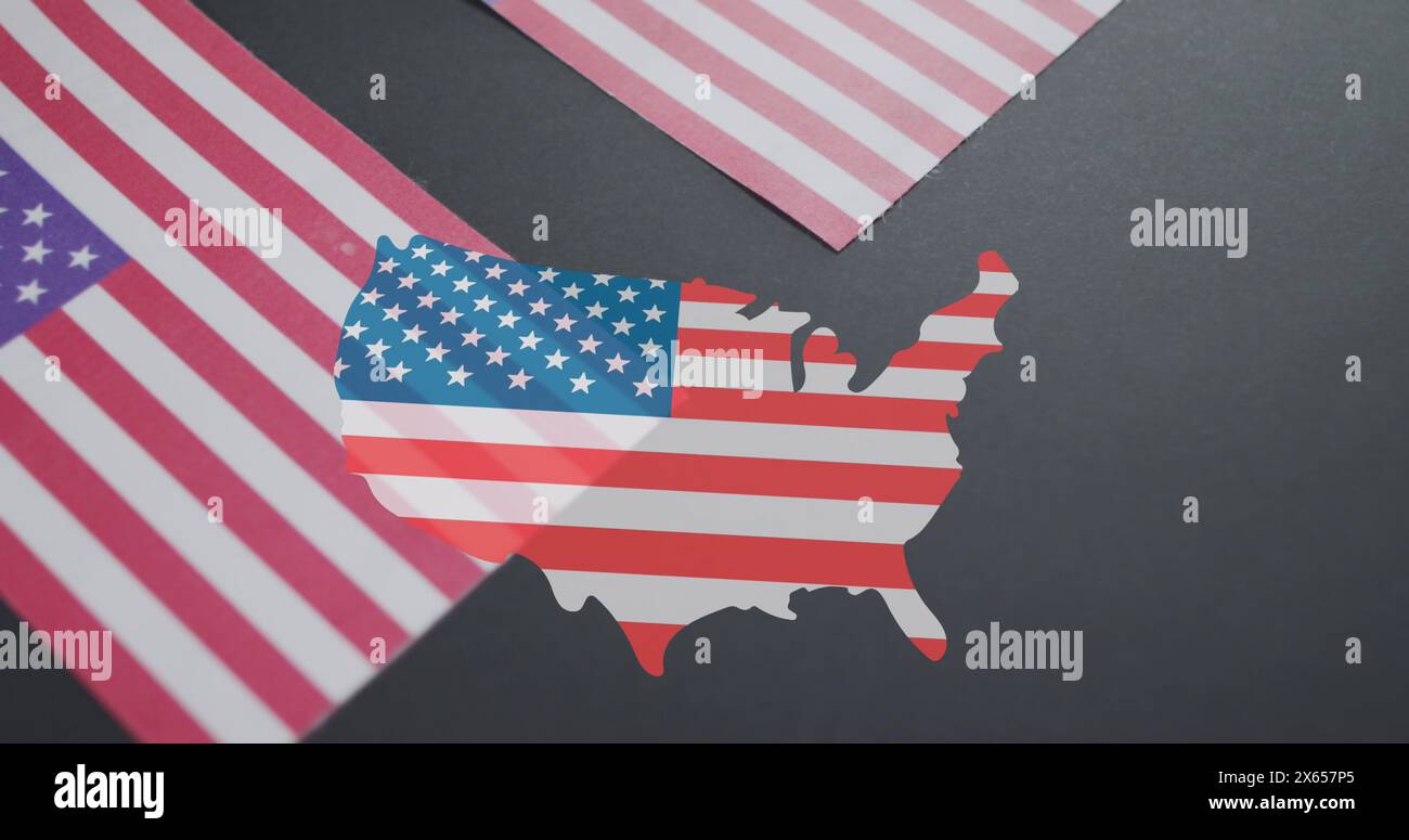 Image of country coloured with flag of usa over flags of usa Stock ...