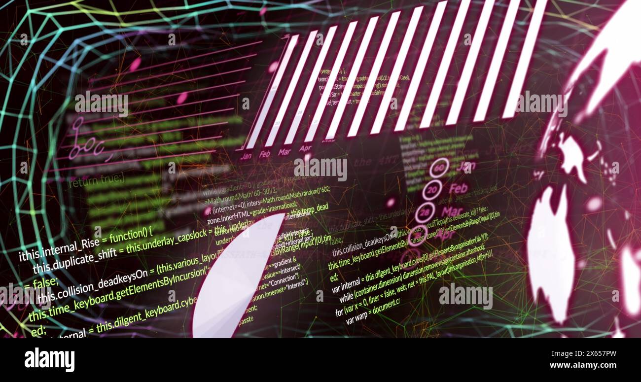 Image of graph and data processing on black background Stock Photo - Alamy