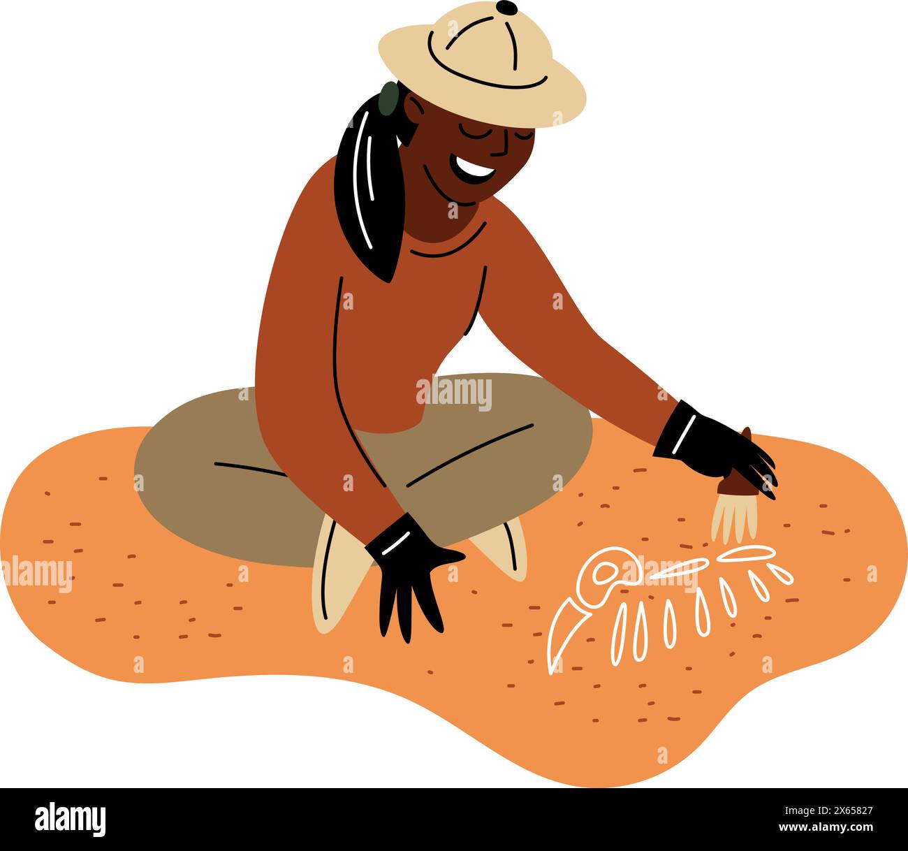 Cartoon archeology. Paleontology excavation. Archeologist digging ...