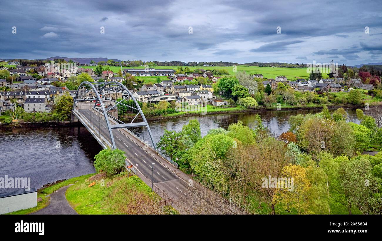 Bonar Bridge Sutherland Scotland village houses and the bridge over the ...