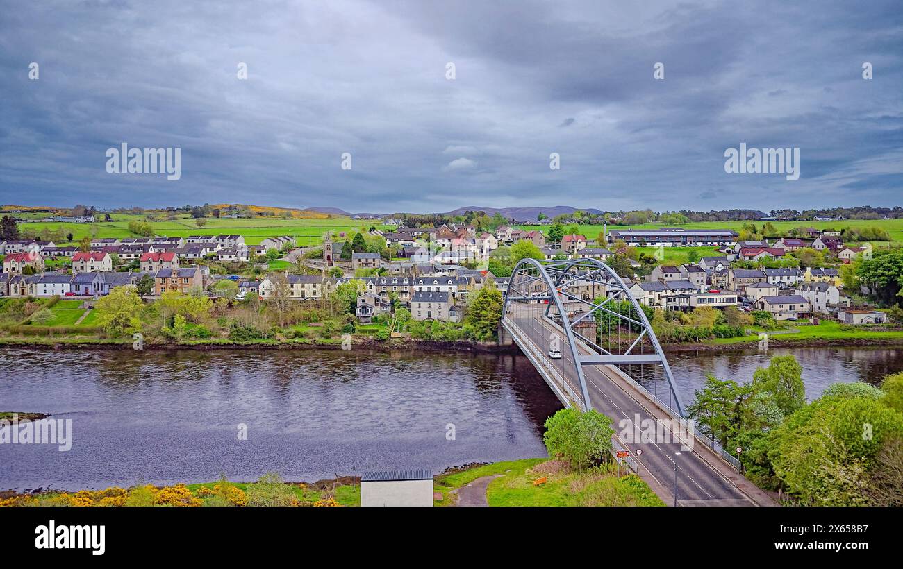 Bonar Bridge Sutherland Scotland village houses and the iron bridge ...