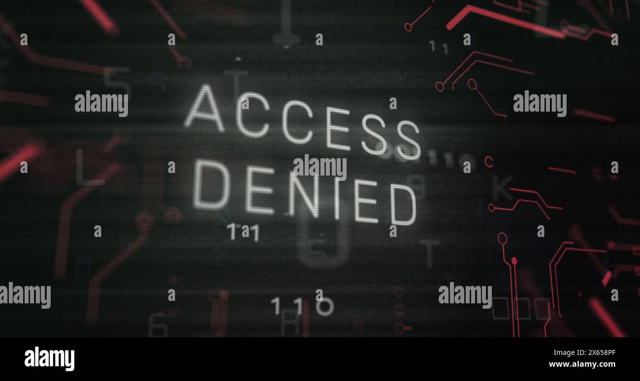 Image of access denied text and data processing over computer motherboard Stock Photo - Alamy