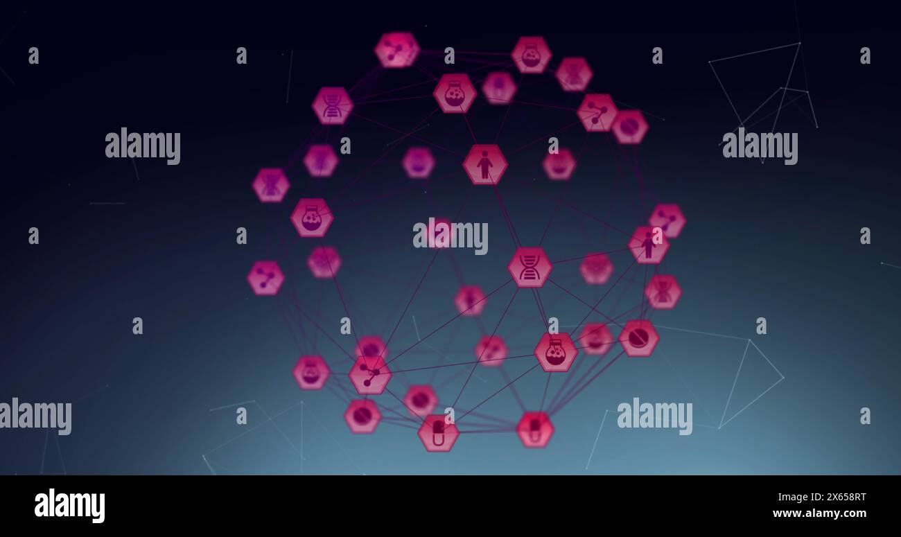Image Of Network Of Digital Icons Over Plexus Networks Against Blue
