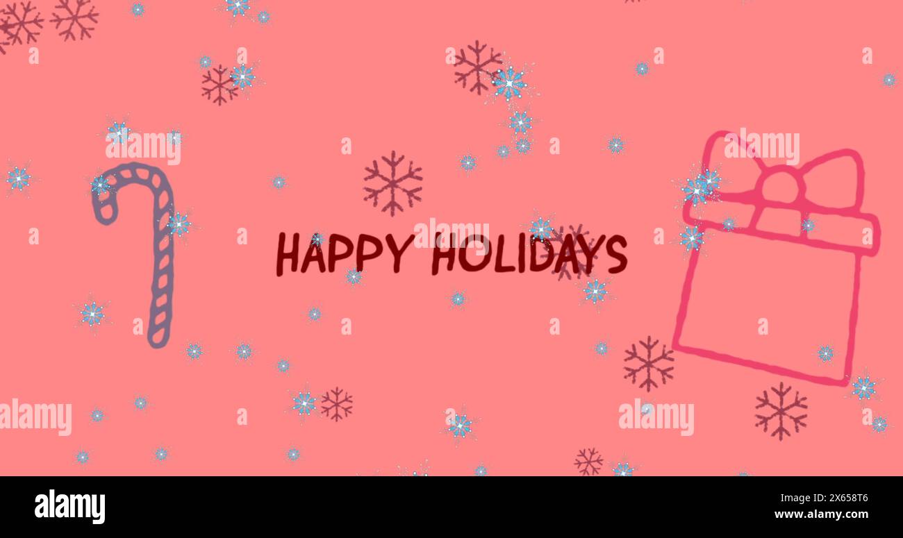 Image of happy holidays text over pink background Stock Photo - Alamy
