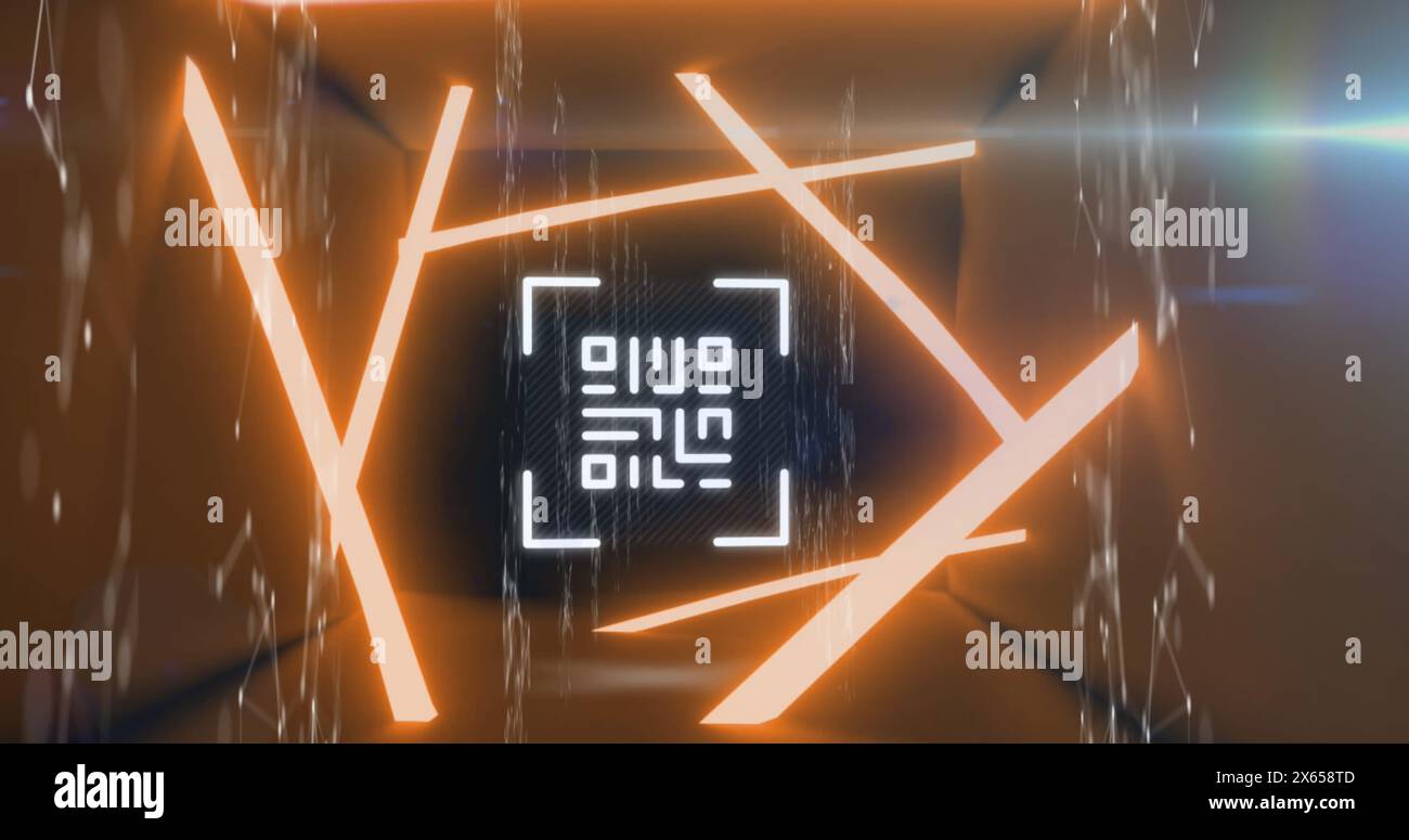 Image of lens flare, connected dots forming geometric shapes and qr ...