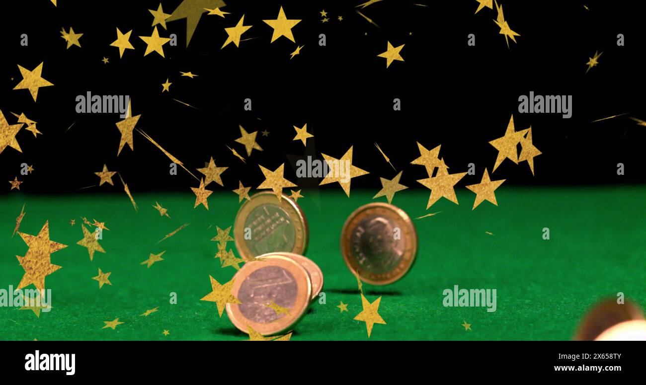 Animation stars over coins falling hi-res stock photography and images ...