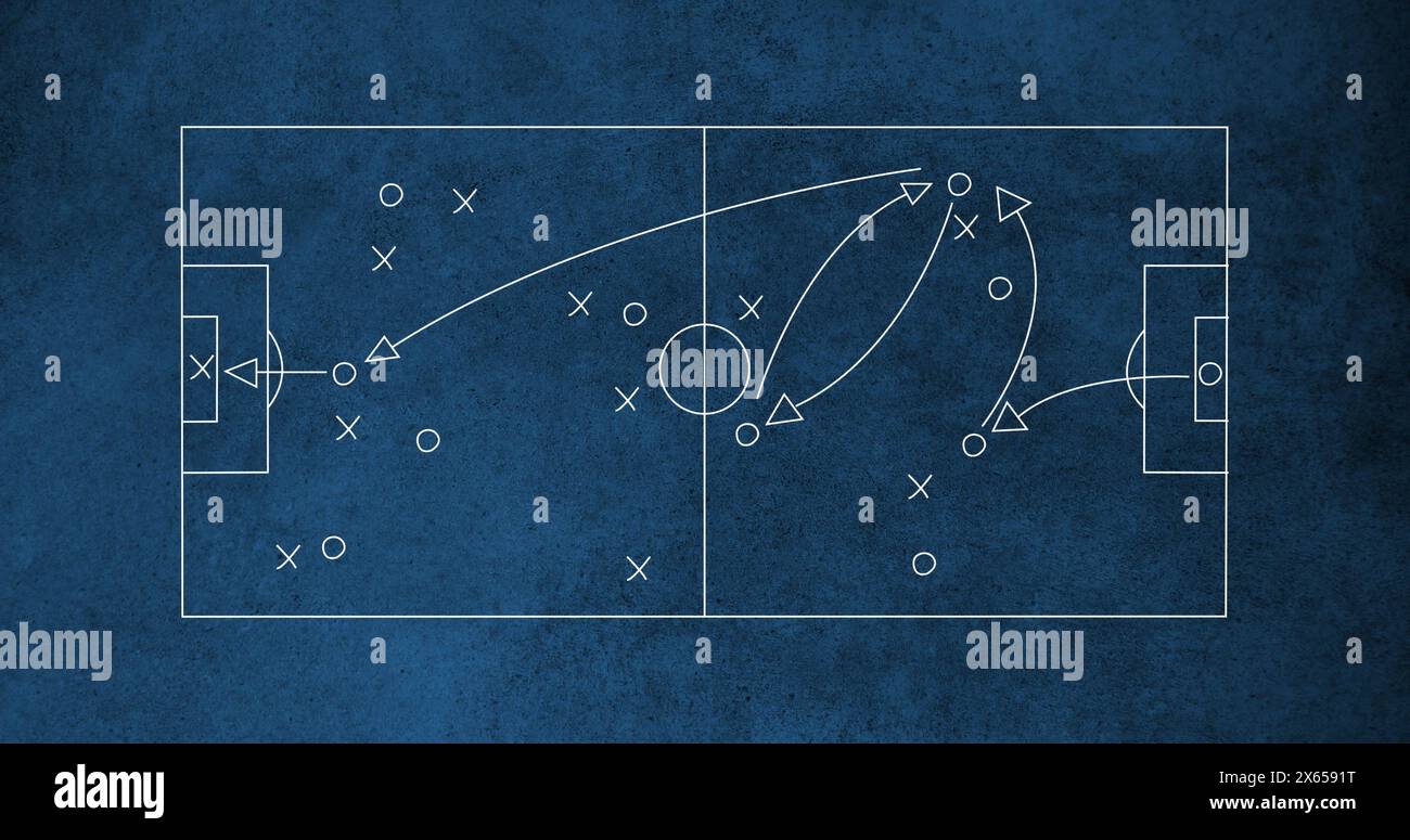 Image of football game strategy plan against textured blue background ...