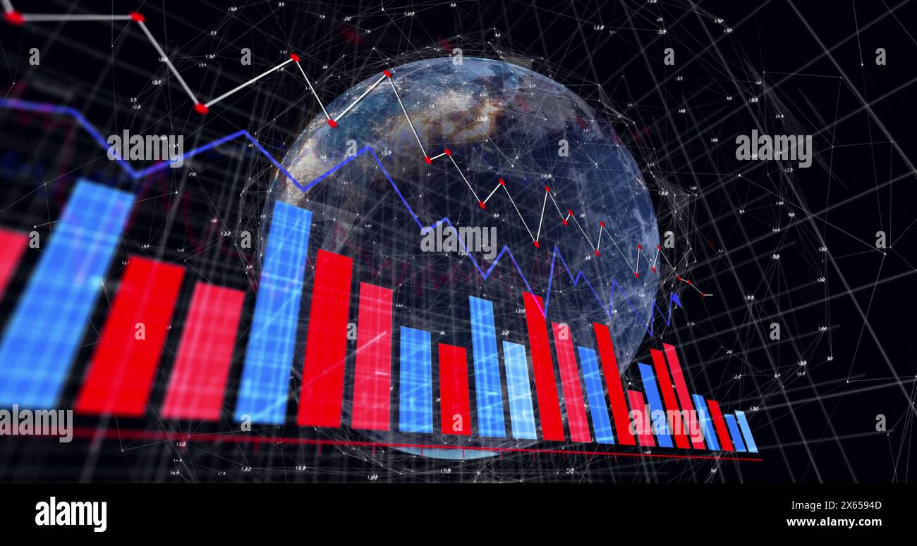 Globe network connections statistical data hi-res stock photography and images - Alamy