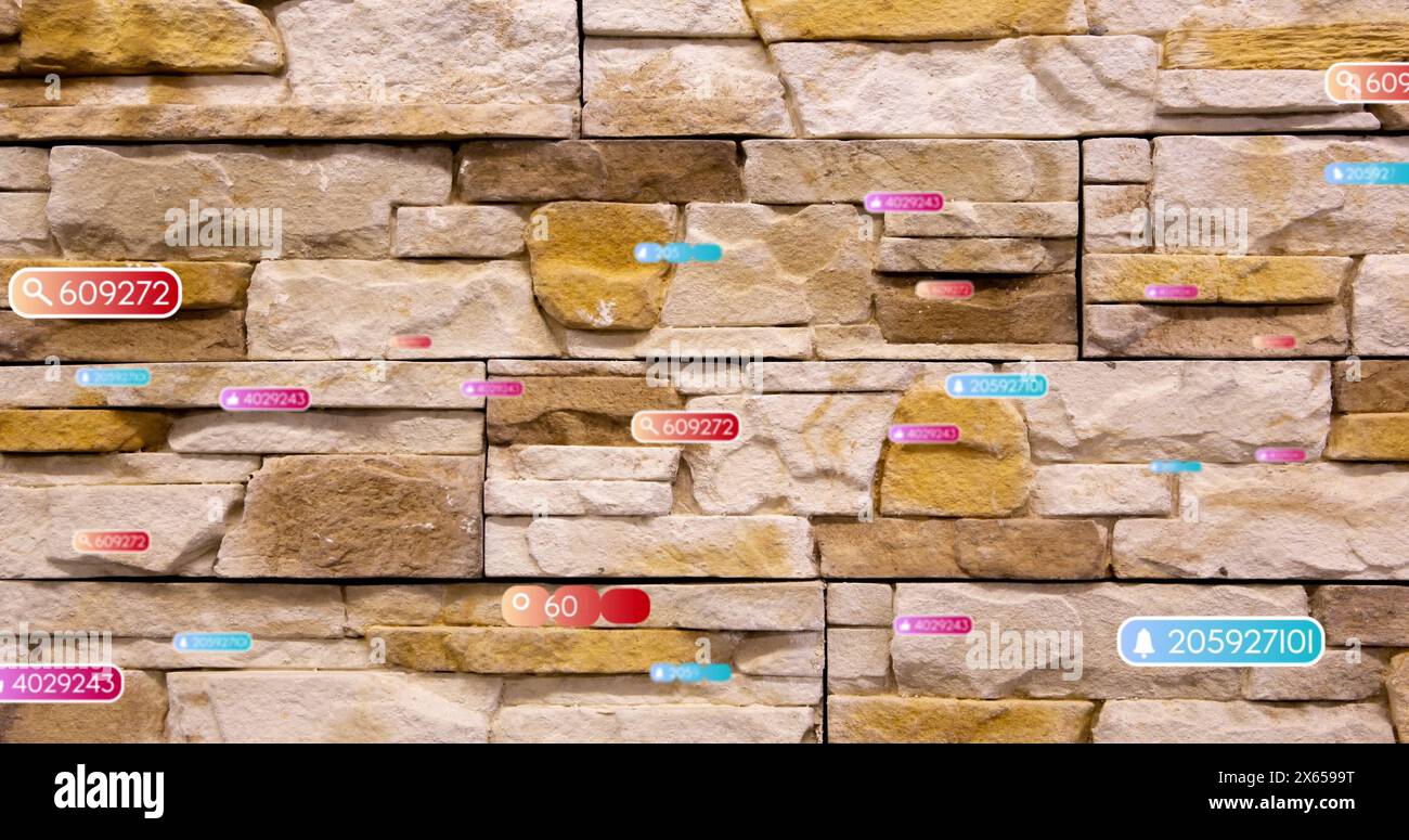 Image of social media icons and text over stone background Stock Photo ...