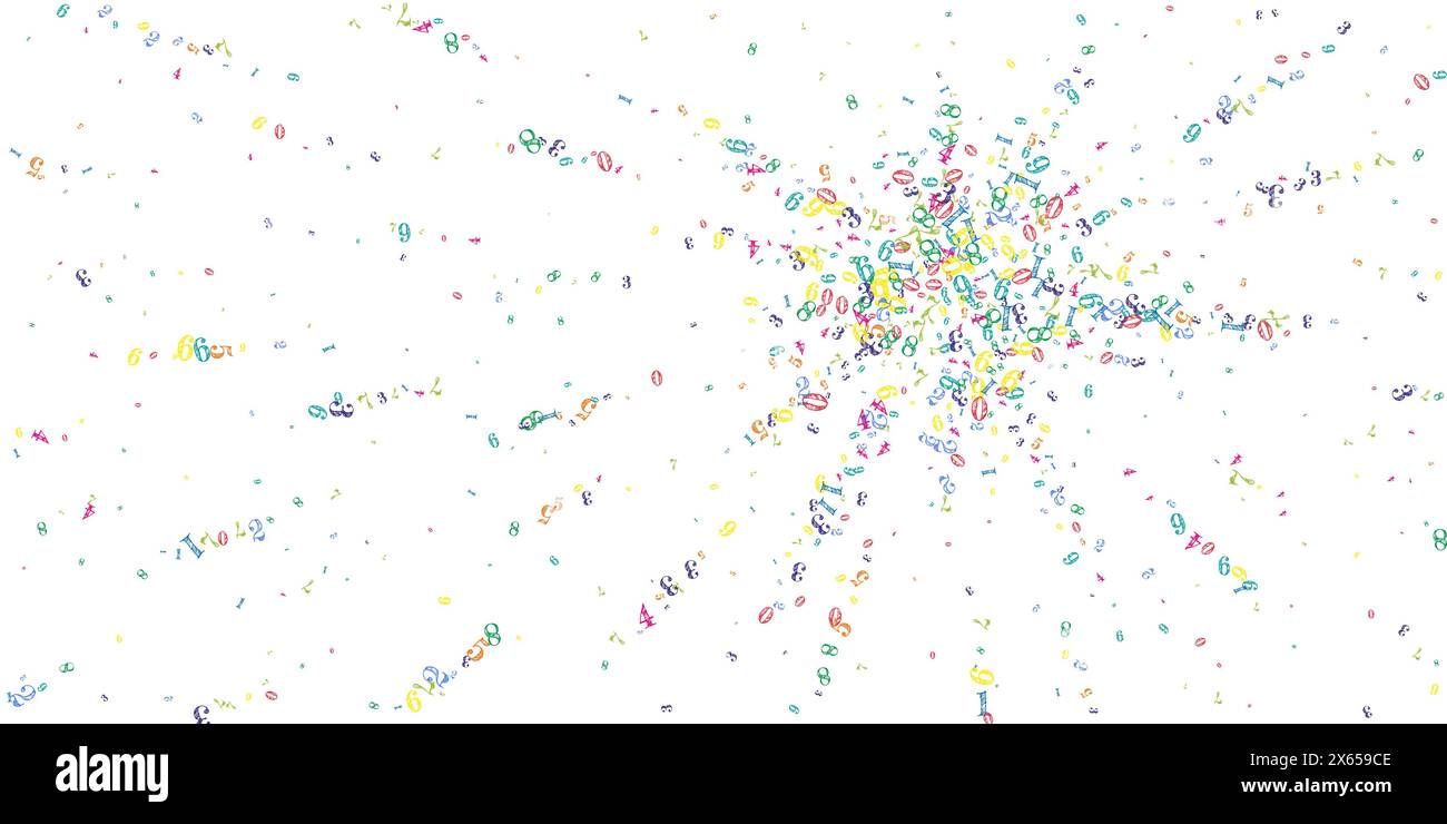 School math notebook cover. Colorful childish numbers floating in the ...