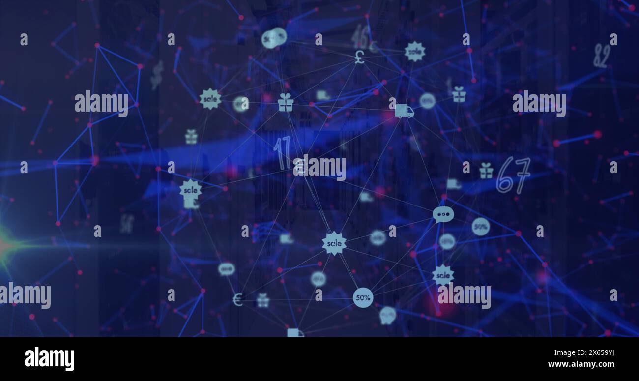 Animation connected dots icons over hi-res stock photography and images - Alamy