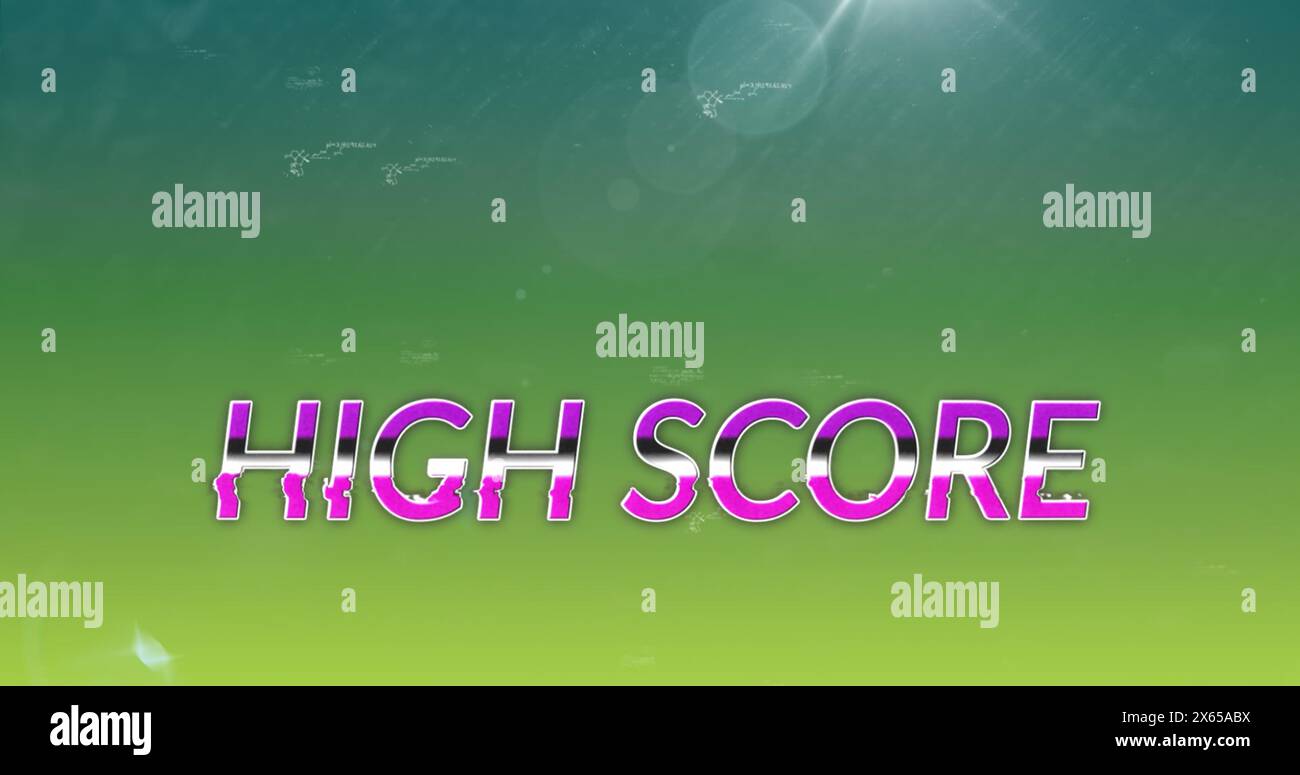 High score text banner over mathematical equations floating on green ...