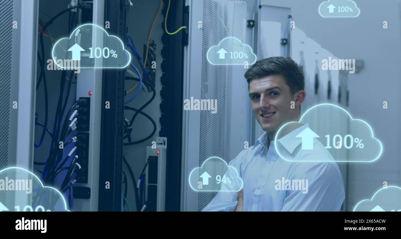 Animation numbers over clouds data hi-res stock photography and images ...