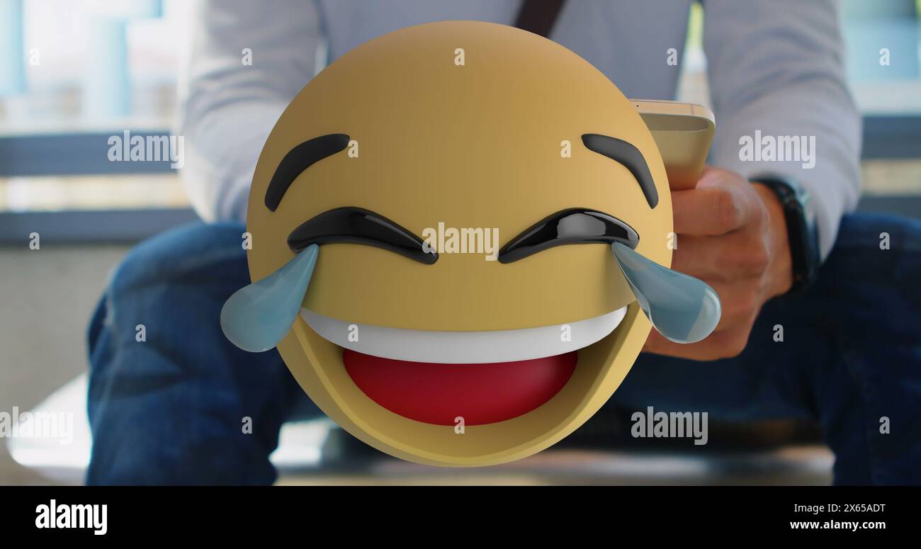 Image of emoji icons flying from left to right with a mid section of a ...