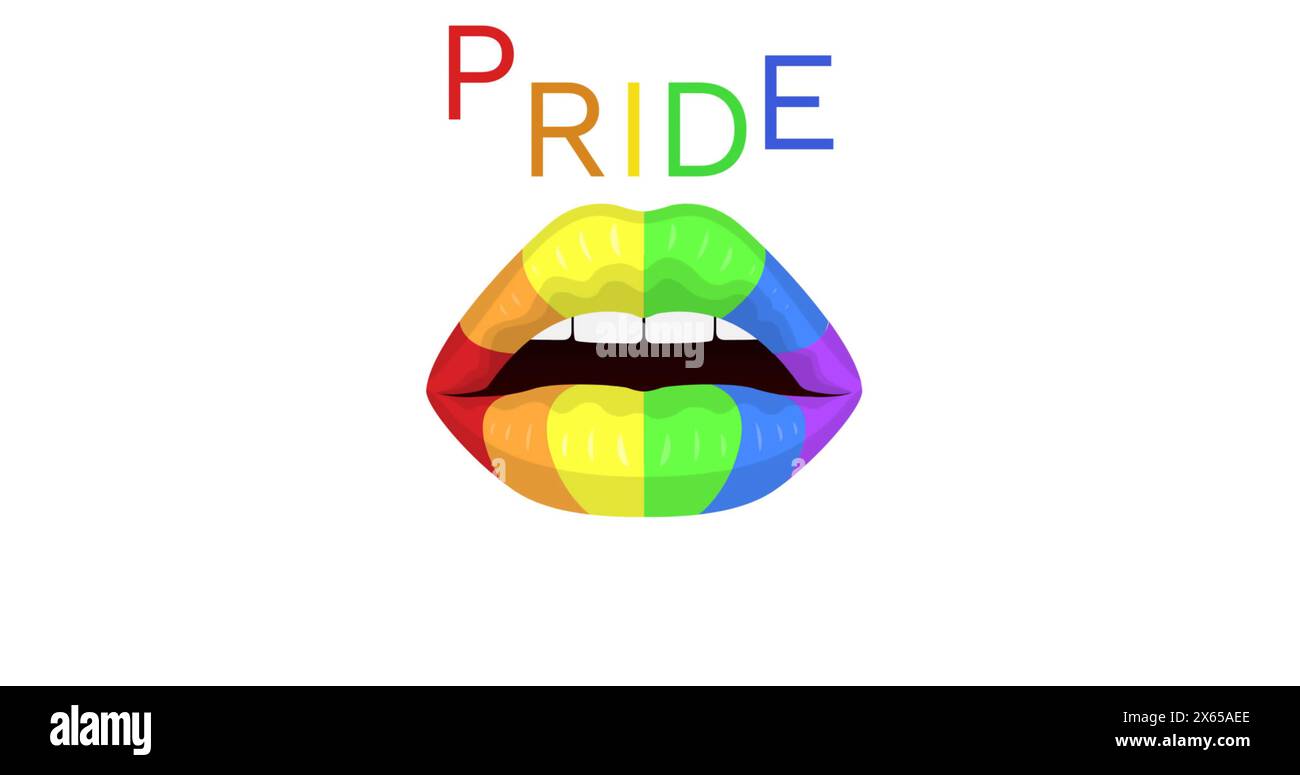 Image of pride text over rainbow lips Stock Photo - Alamy