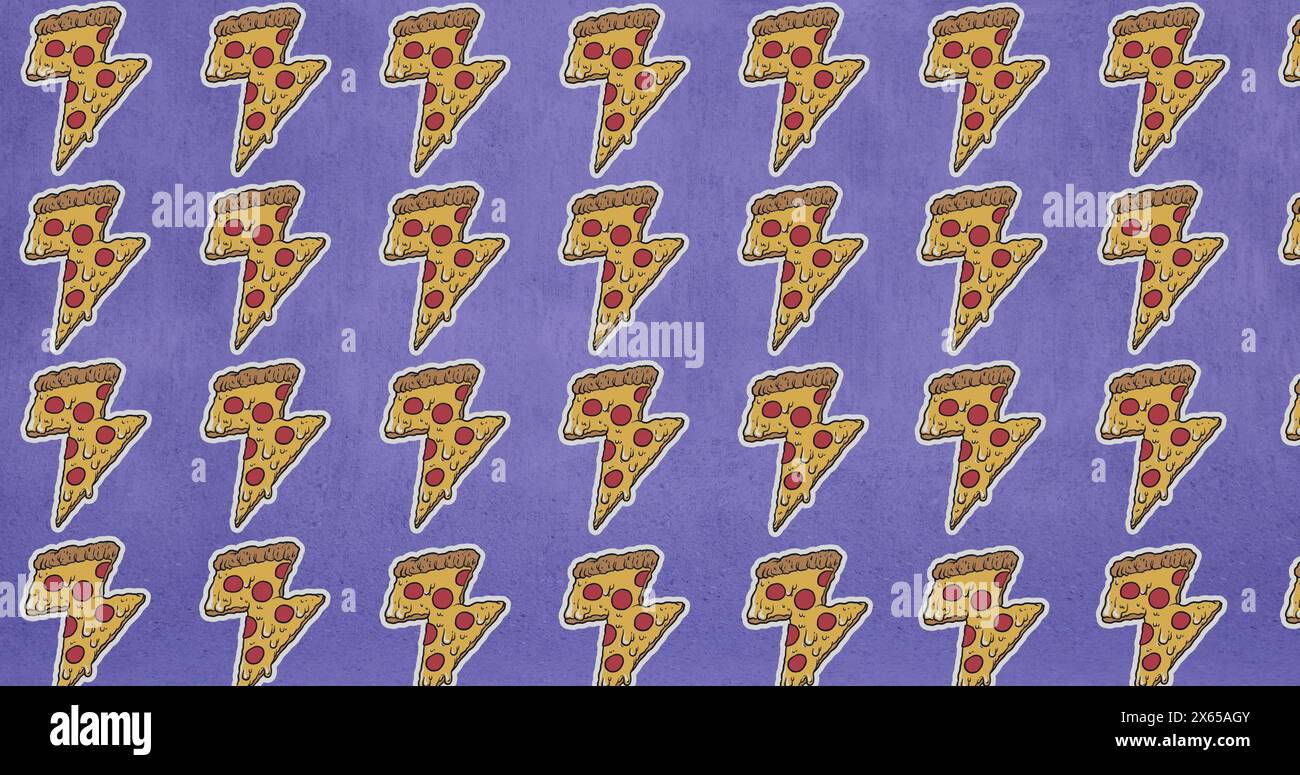 Image of pizza icons over purple background Stock Photo - Alamy