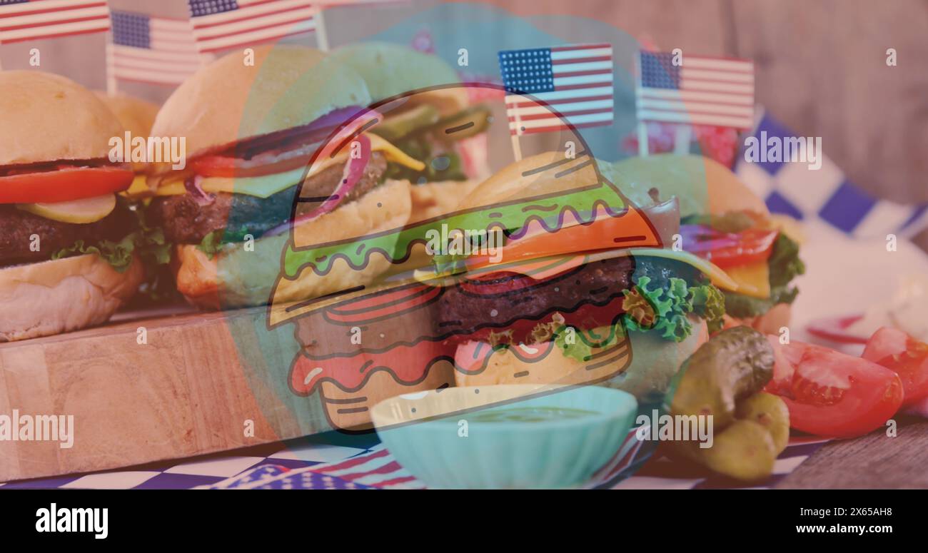Animation burgers over on table hi-res stock photography and images - Alamy