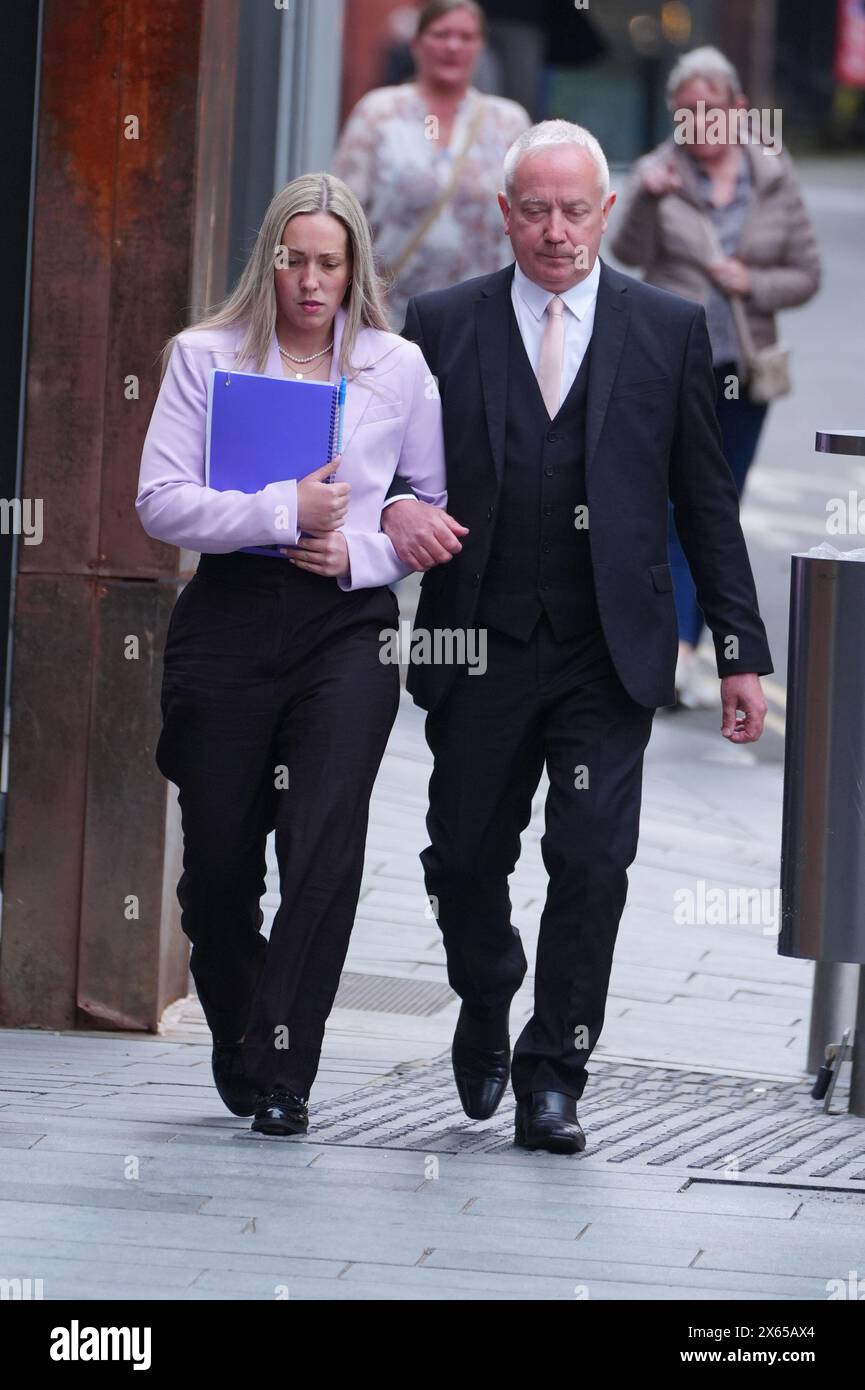 School teacher Rebecca Joynes (left) arrives at Manchester Crown Court ...