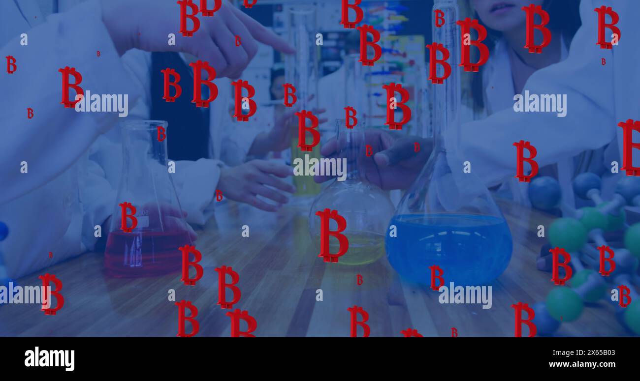 Animation blinking over diverse lab hi-res stock photography and images ...